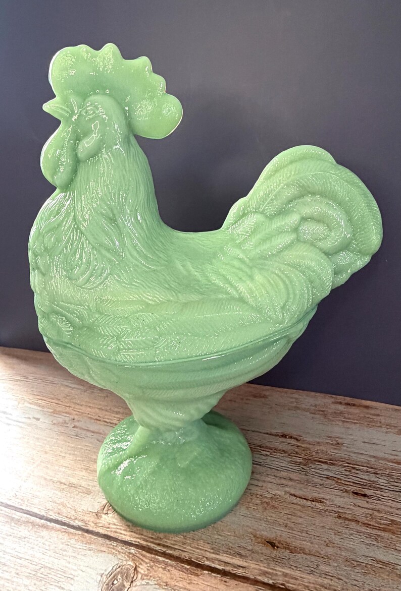 Jadeite Rooster Candy Dish - Etsy
