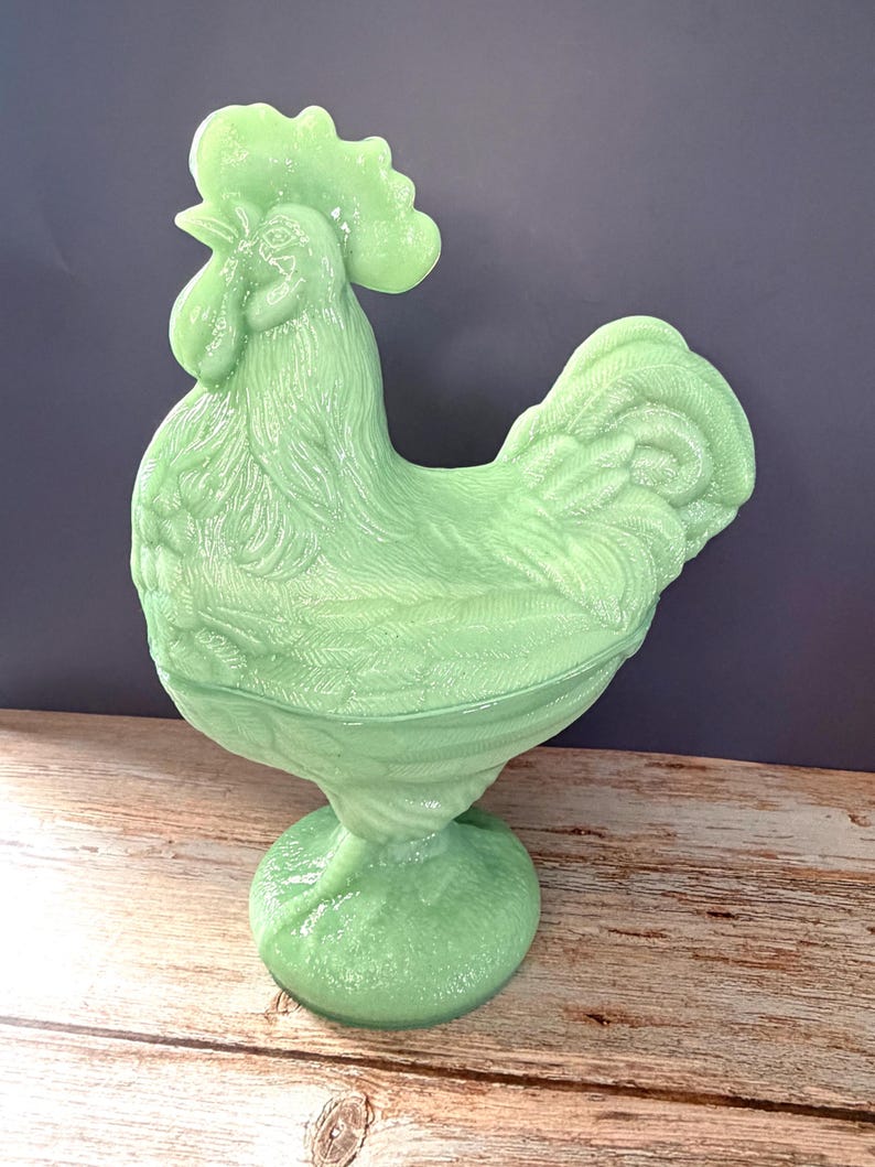 Jadeite Rooster Candy Dish - Etsy