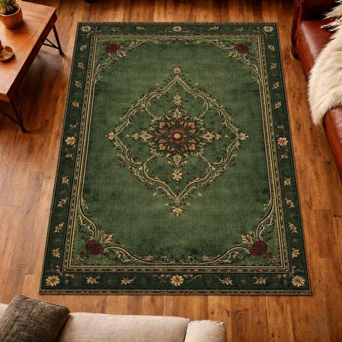 Emerald Classical Medallion Vintage Oriental Area Rug - Etsy