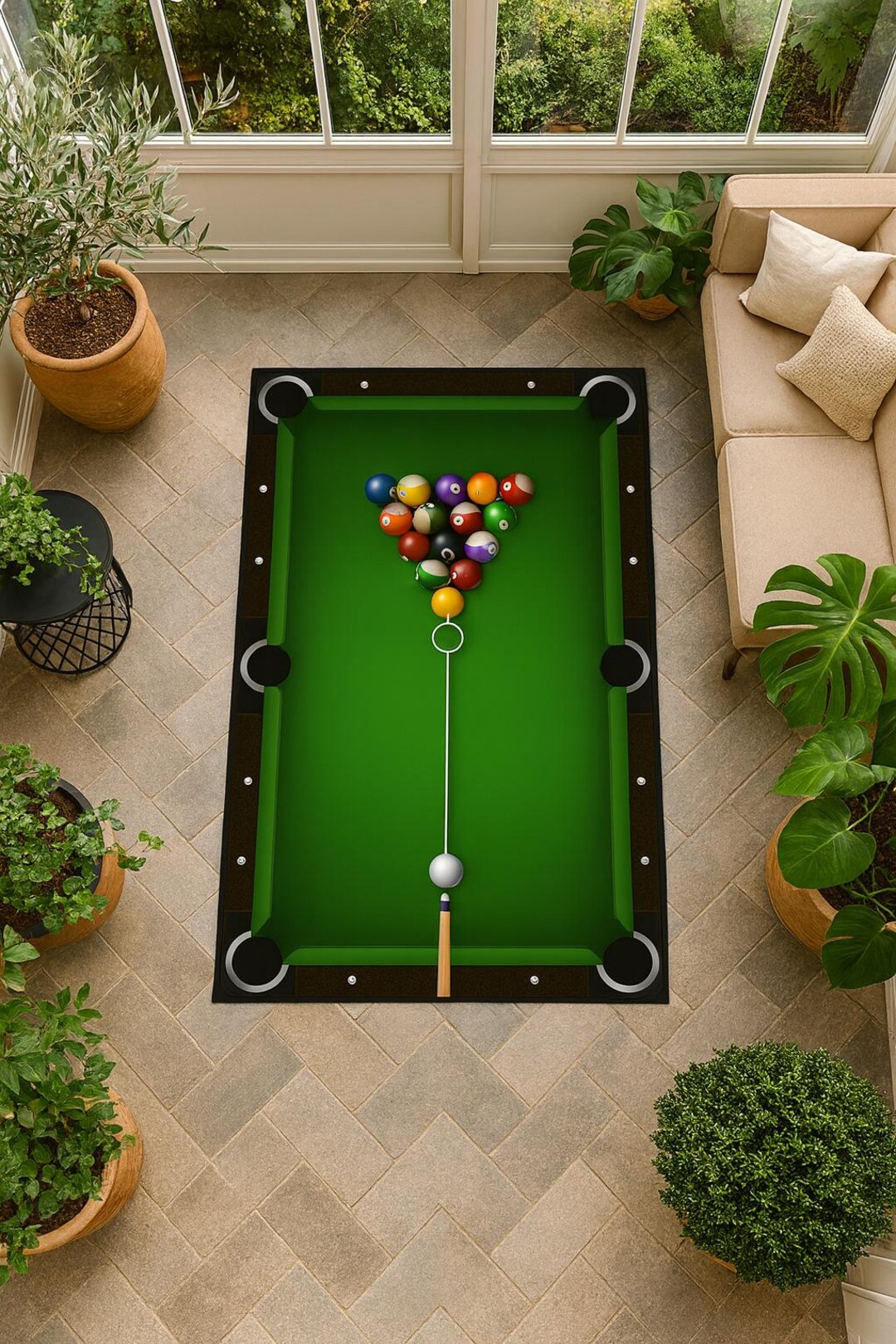Billiard Pool Table Rug, 3D Sports Game Rug, Playroom Area Rug, Gamer ...