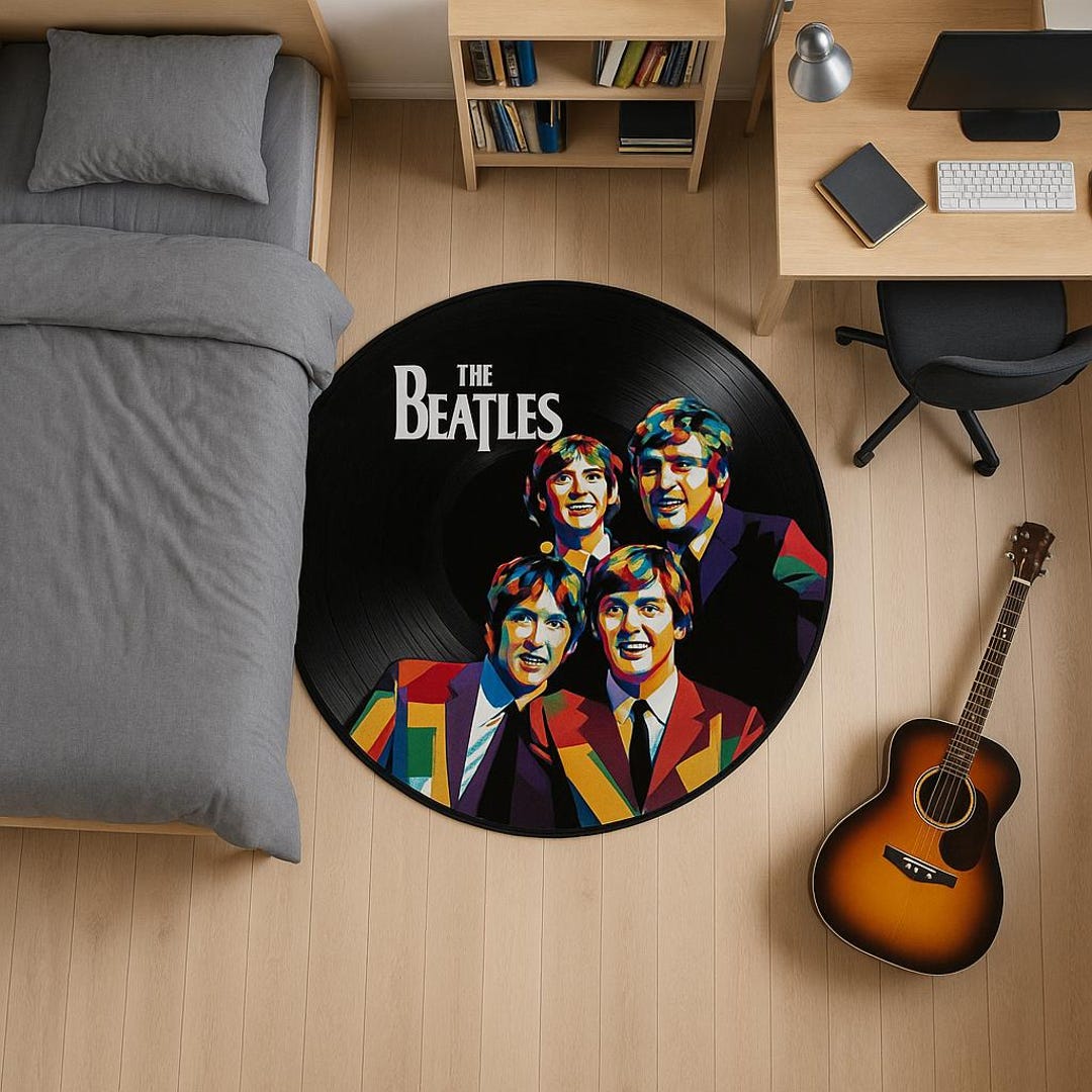 The Beatles Rug: Vinyl Record Style, Colorful Music Decor - Etsy