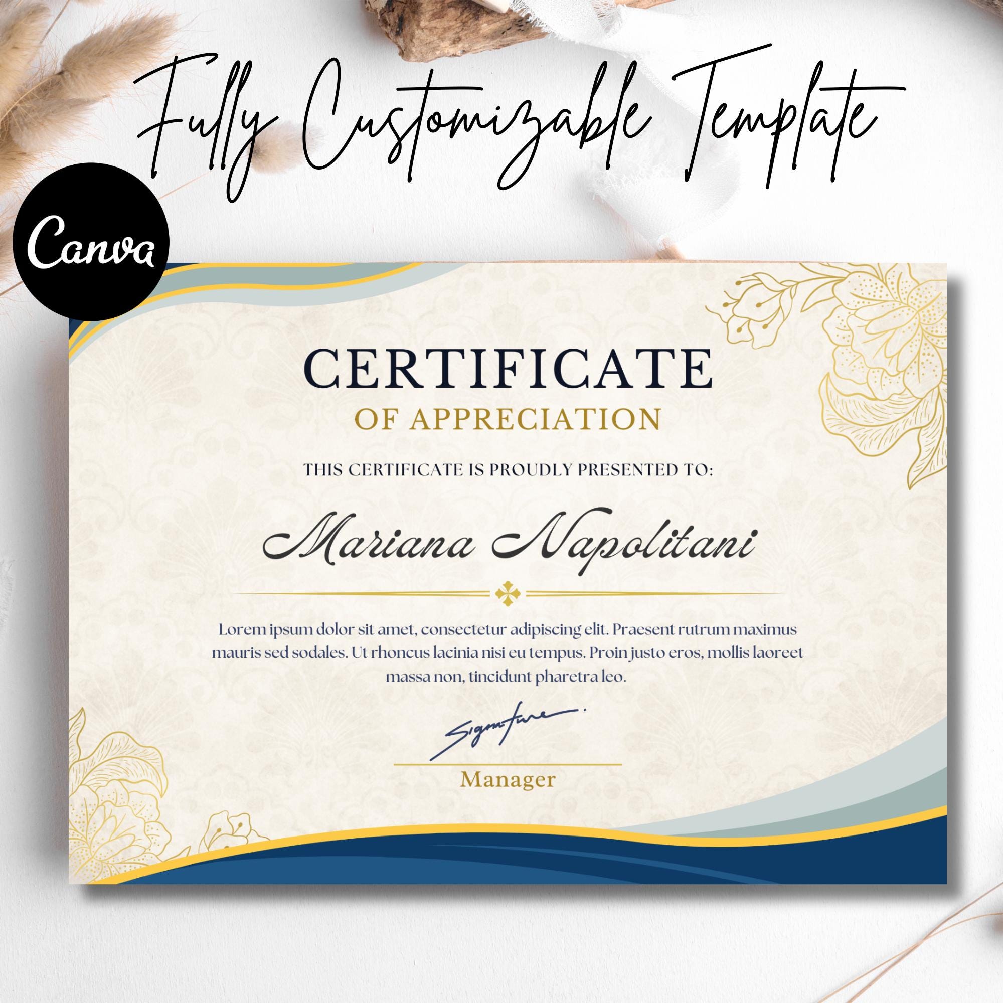 Editable Certificate of Appreciation Template | Editable Appreciation ...