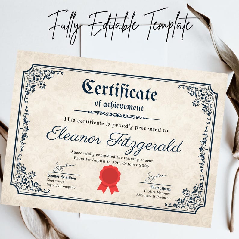 Achievement Certificate Template Canva | Editable Award Certificate ...