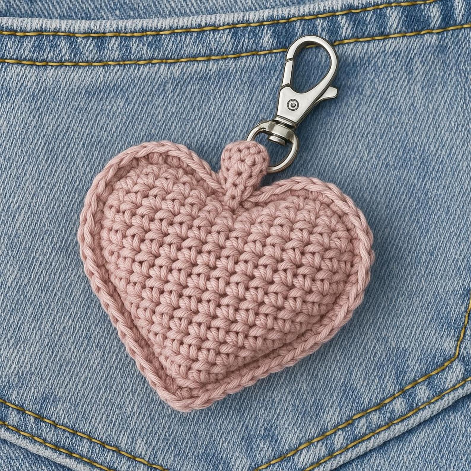 Hooked on Love — Crochet Heart Keychain - Etsy