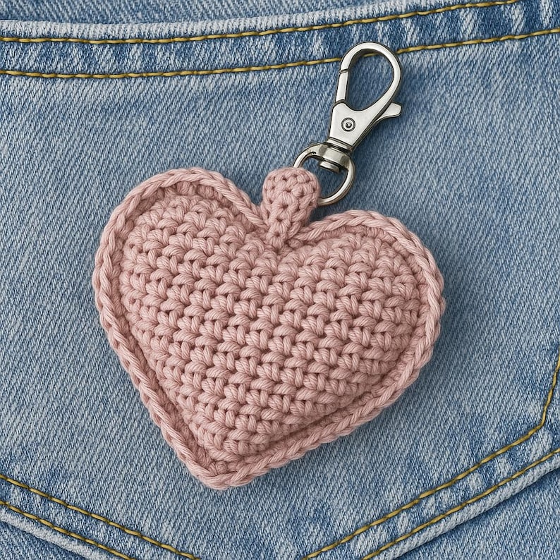 Hooked on Love — Crochet Heart Keychain - Etsy
