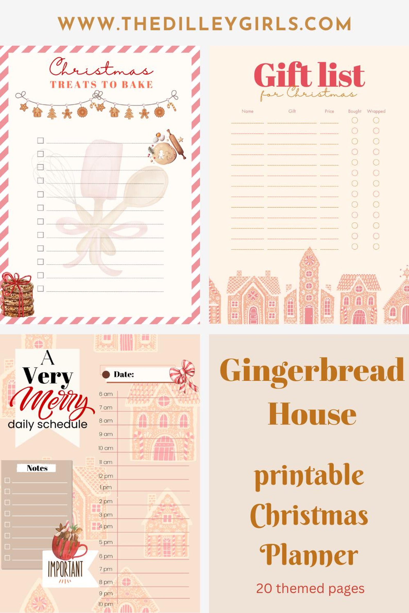 Printable Planner, Printable Christmas Planner, Gingerbread Planner ...