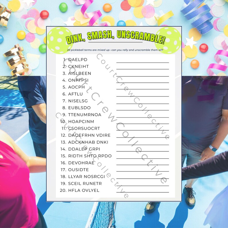 Pickleball Word Scramble Game: Printable Party Activity (PDF Download ...