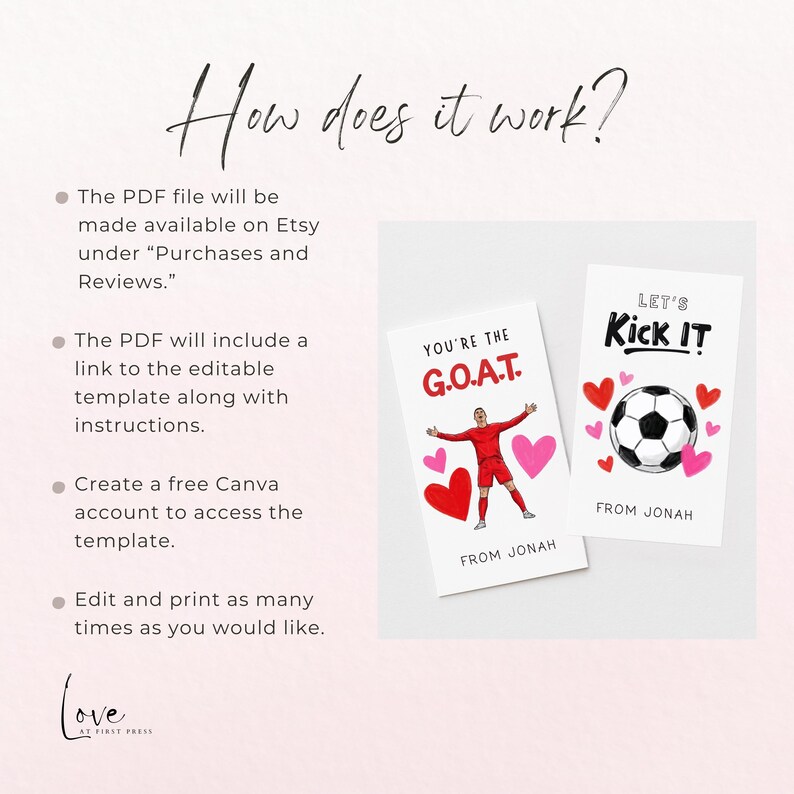 Soccer Valentine Cards Printable Set | Hand-drawn Classroom Valentines ...