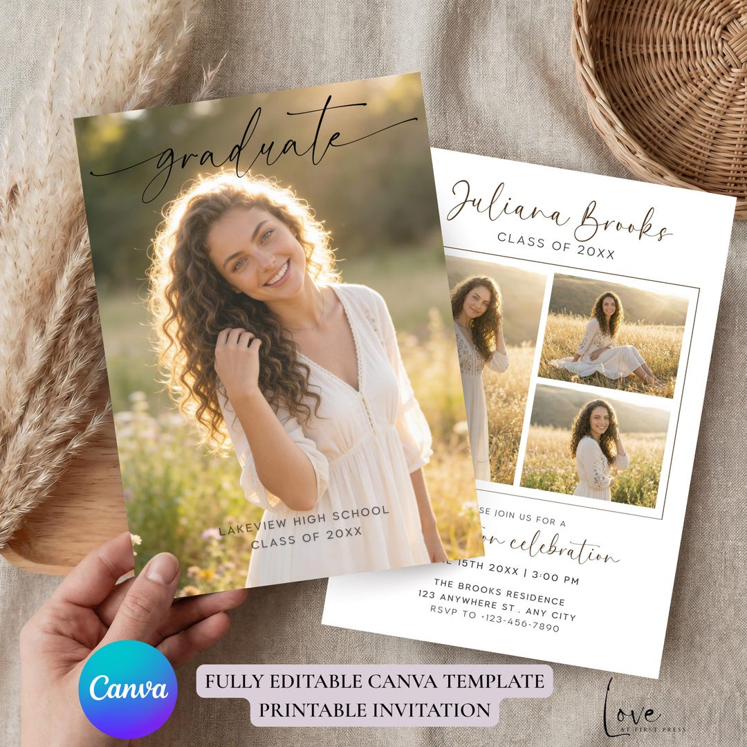 Editable Graduation Announcement, Senior Grad Party Invitation, Photo ...