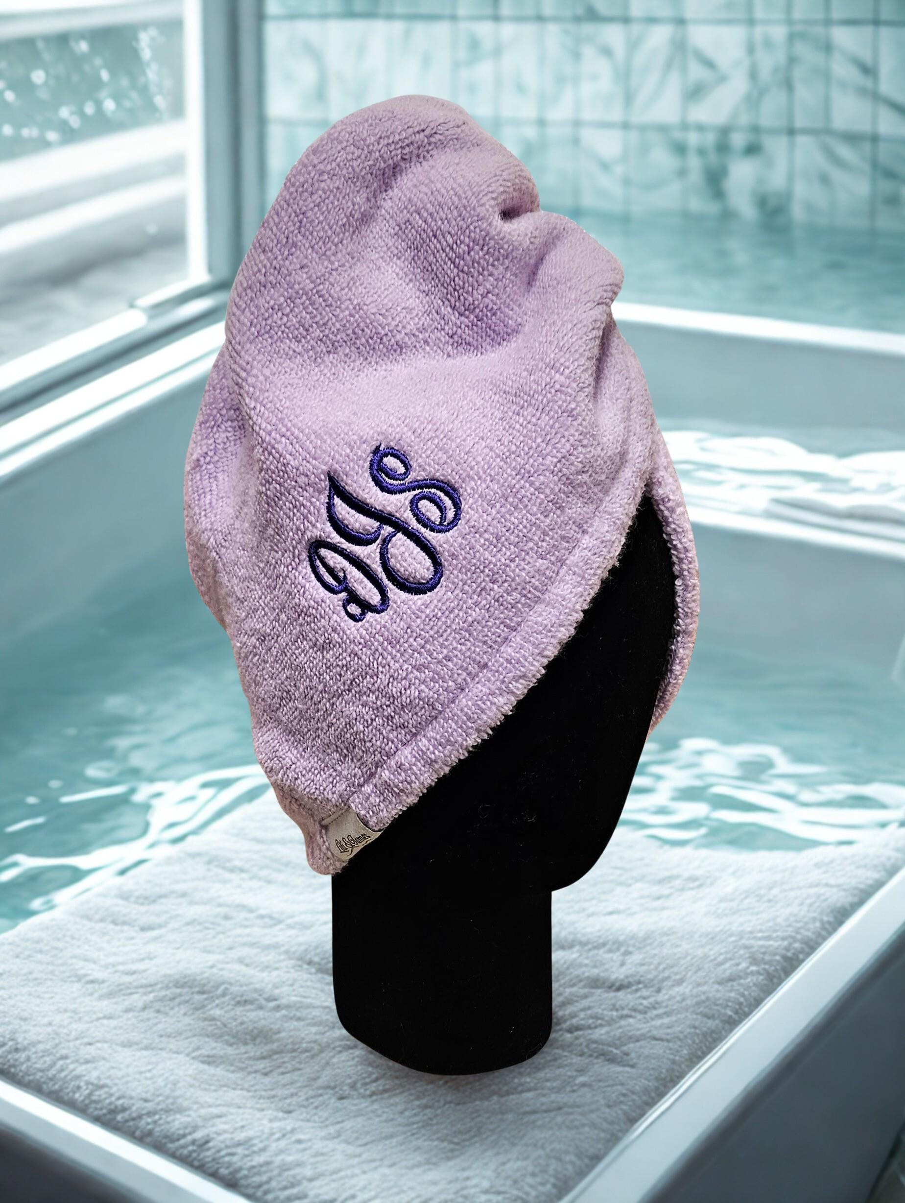 Personalized Towel Hair Wrap: Monogram Hair Turban, Organic Cotton - Etsy