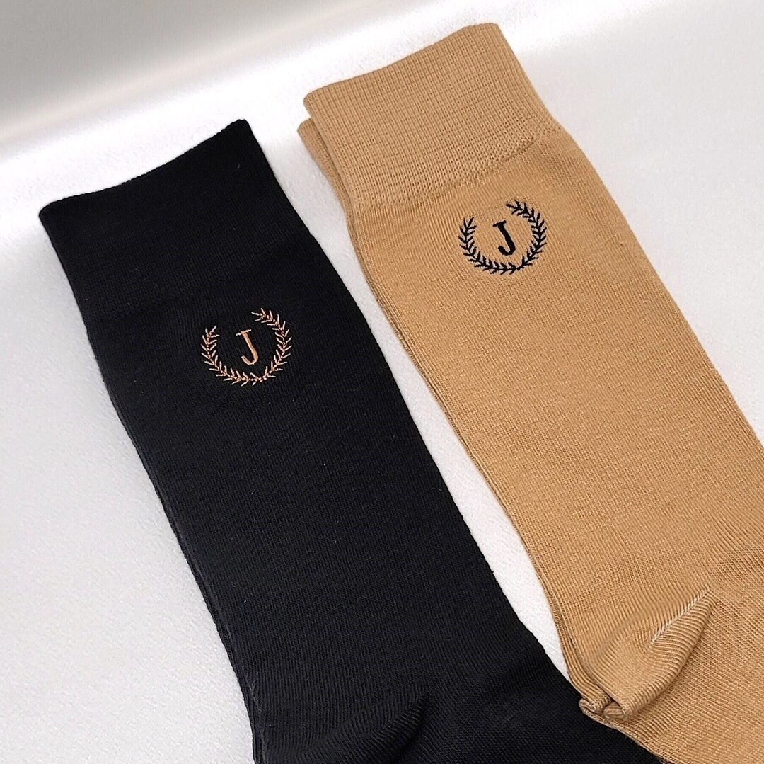 Personalized Men's Dress Socks: Laurel Leaf Initial Monogram - Etsy