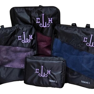 Custom Monogram Packing Cubes - Personalized Luggage Organizers - 6 ...