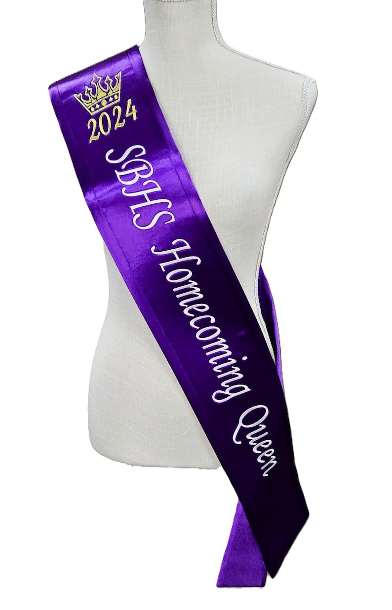 Custom Embroidered Sash: Metallic Crown Extra Wide - Etsy