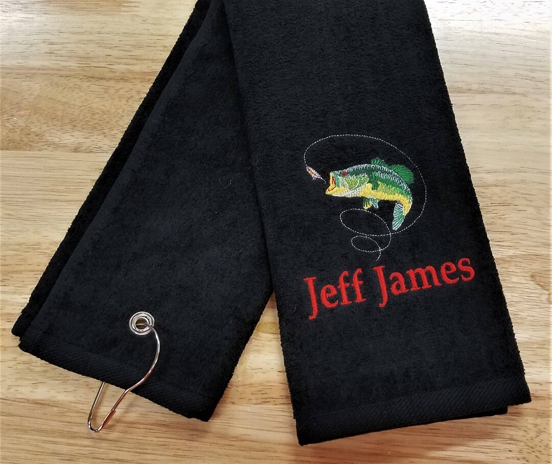Personalized Fishing Towel, Embroidered Fish Design, Father's Day Gift ...