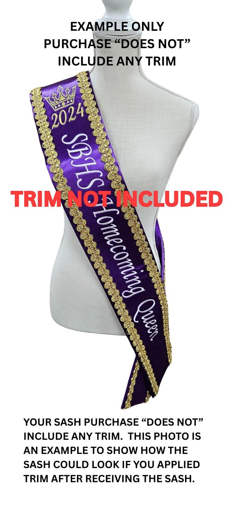 Custom Embroidered Sash, Pageant Sash With Metallic Crown - Etsy