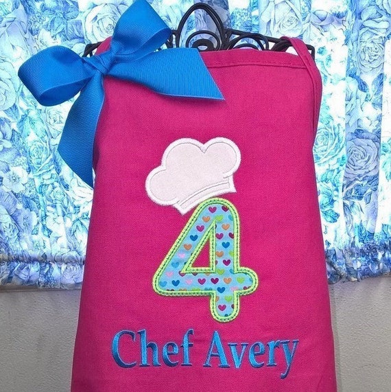 Child Birthday Apron Kids Apron Applique Apron Monogrammed - Etsy