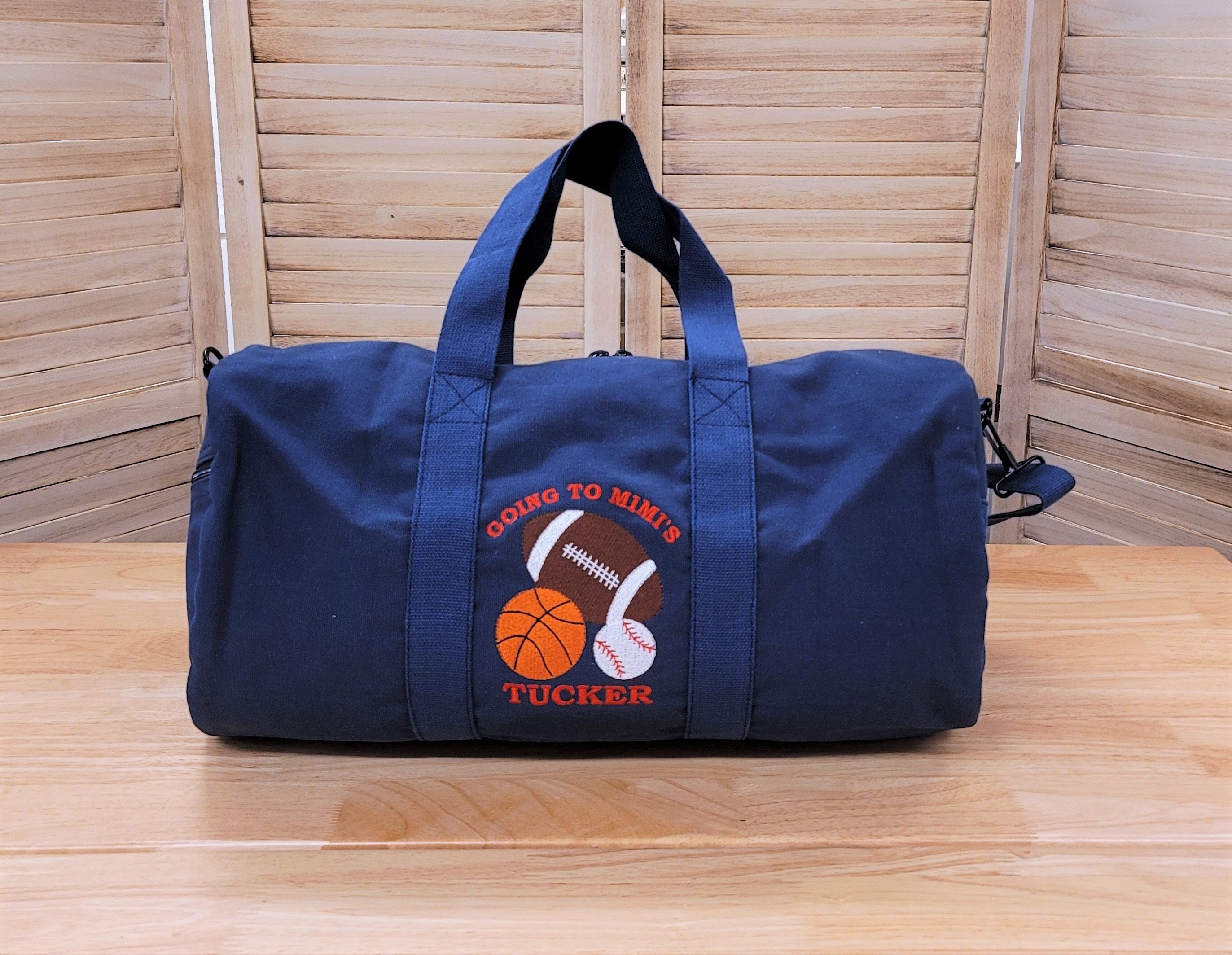 Personalized Kids Canvas Duffle Bag: Embroidered Design, Overnight ...