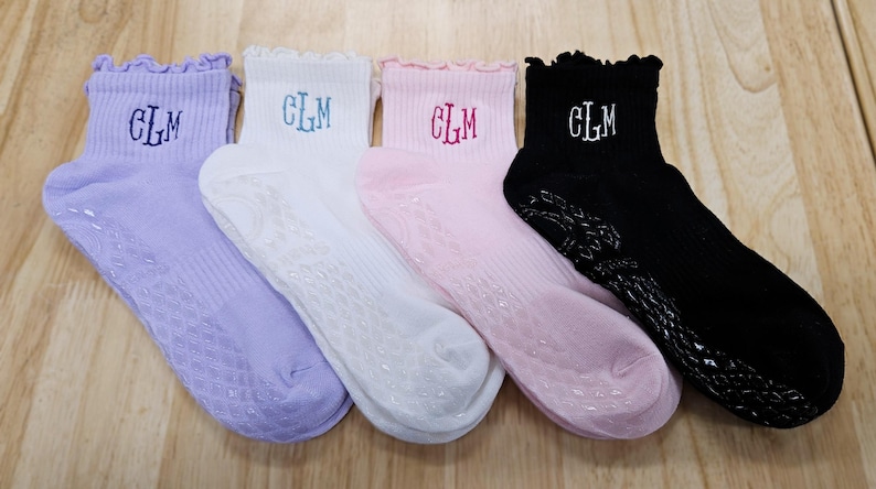 Monogrammed Ruffle Socks: Non-slip Grip, Personalized Crew Socks - Etsy