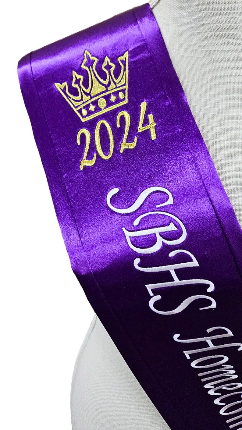 Custom Embroidered Sash, Pageant Sash With Metallic Crown - Etsy