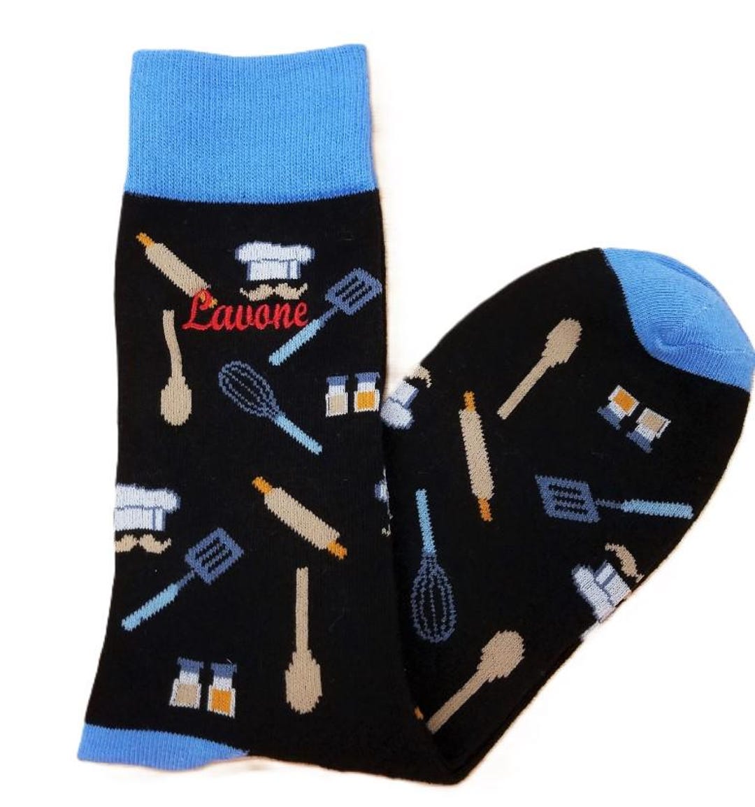 Personalized Men's Socks, Men's Novelty Socks, Embroidered Chef Socks ...