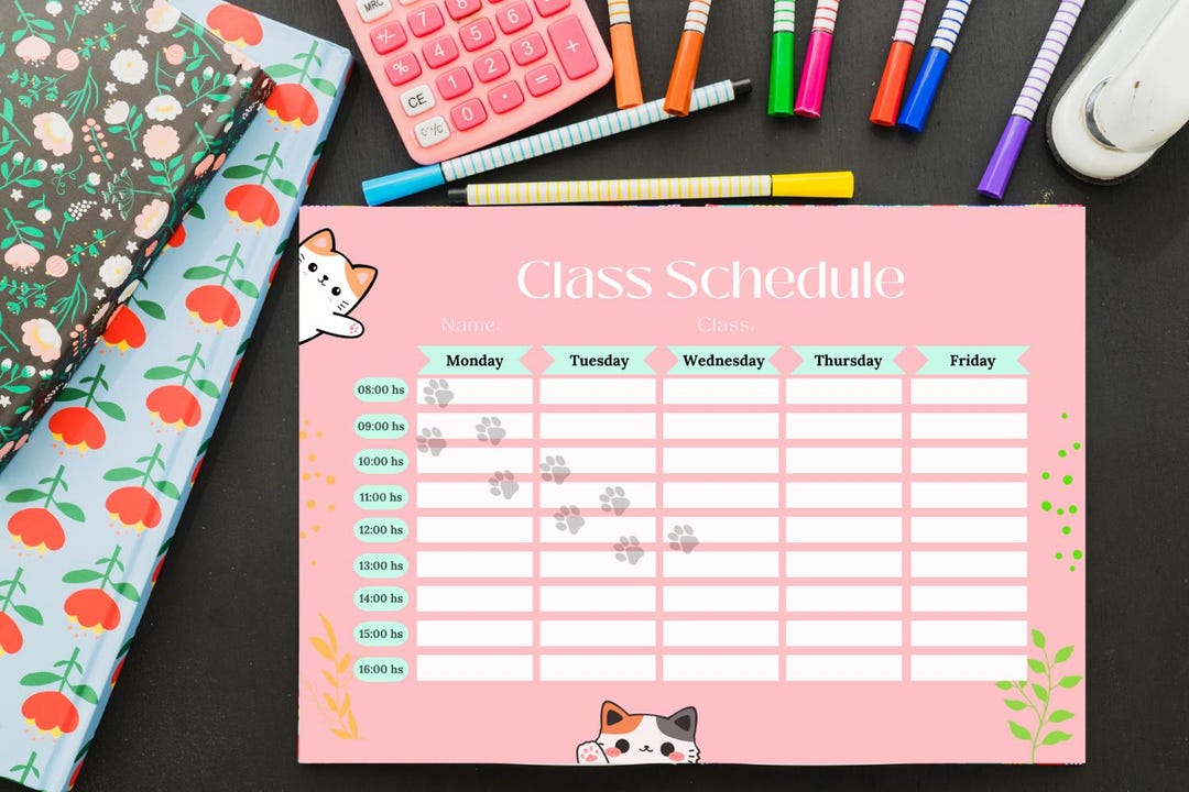 Pastel Class Schedule for Girls: 7 Printable PDF Versions (instant ...