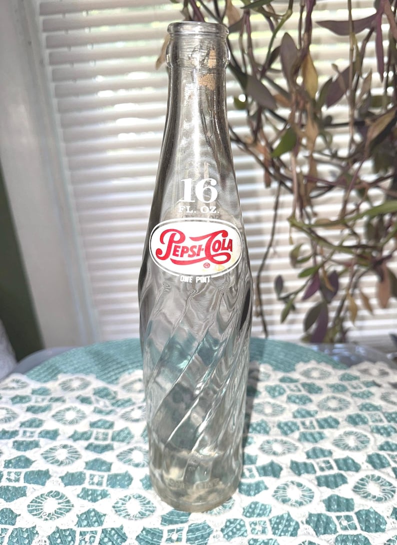 Vintage Pepsi Cola Bottle: Swirl Texture ACL Glass, 1960s Soda Pop - Etsy