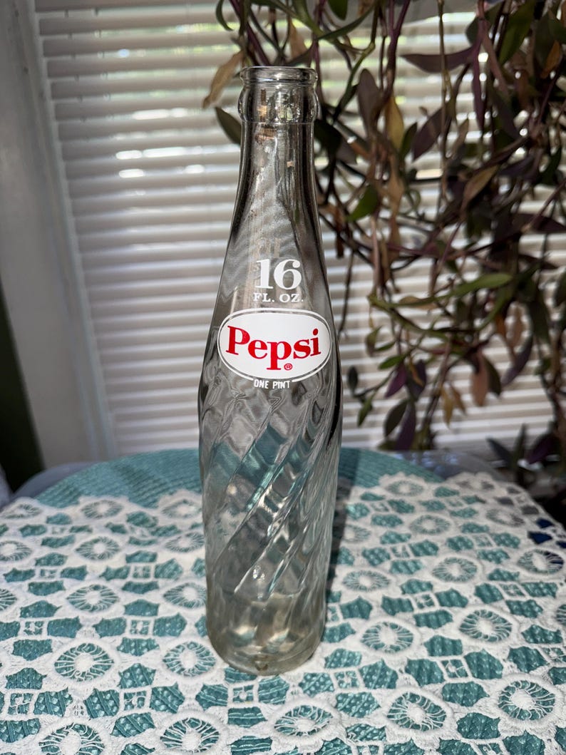 Vintage Pepsi Cola Bottle: Swirl Texture ACL Glass, 1960s Soda Pop - Etsy
