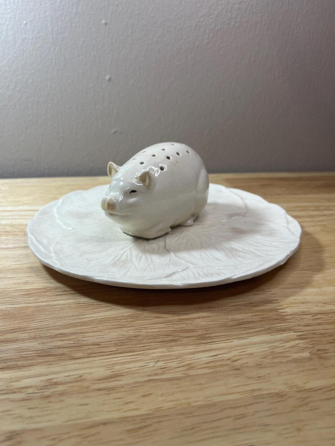 Vintage Ceramic Majolica Pig Canapé Plate, Appetizer Tray, Hors D ...