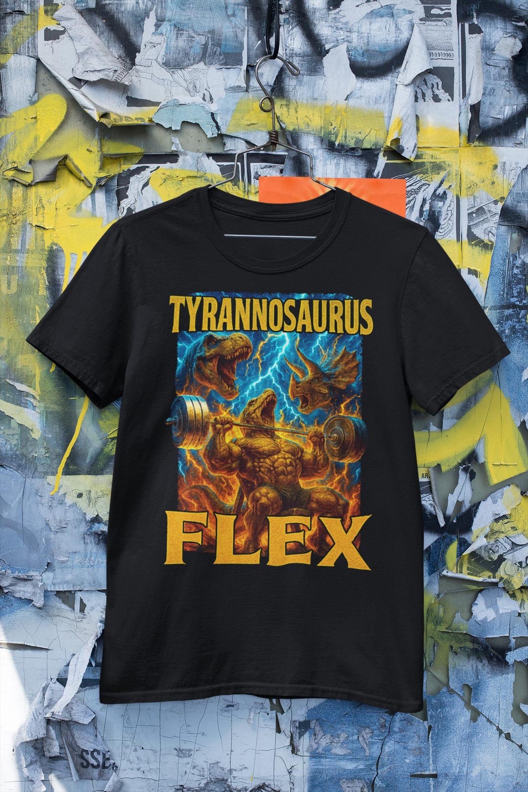 Tyrannosaurus Flex Shirt Funny Dinosaur Lifting Weights Ironic ...