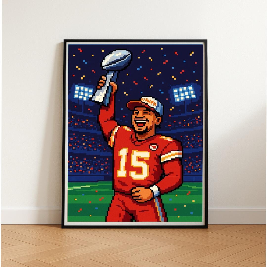 Patrick Mahomes Pixel Art Poster: Super Bowl Champs Chiefs (digital ...