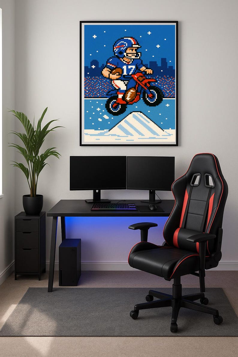 Josh Allen Wall Art | 8-bit Pixel Football Mashup | Bills Mafia ...