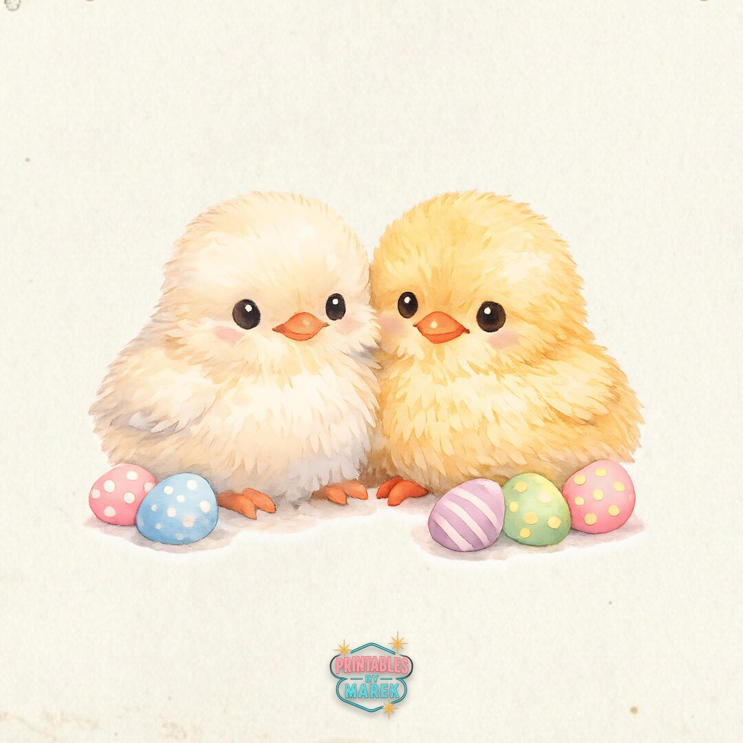Cute Baby Chicks PNG, Watercolor Easter Chicks Clipart, Two Spring ...