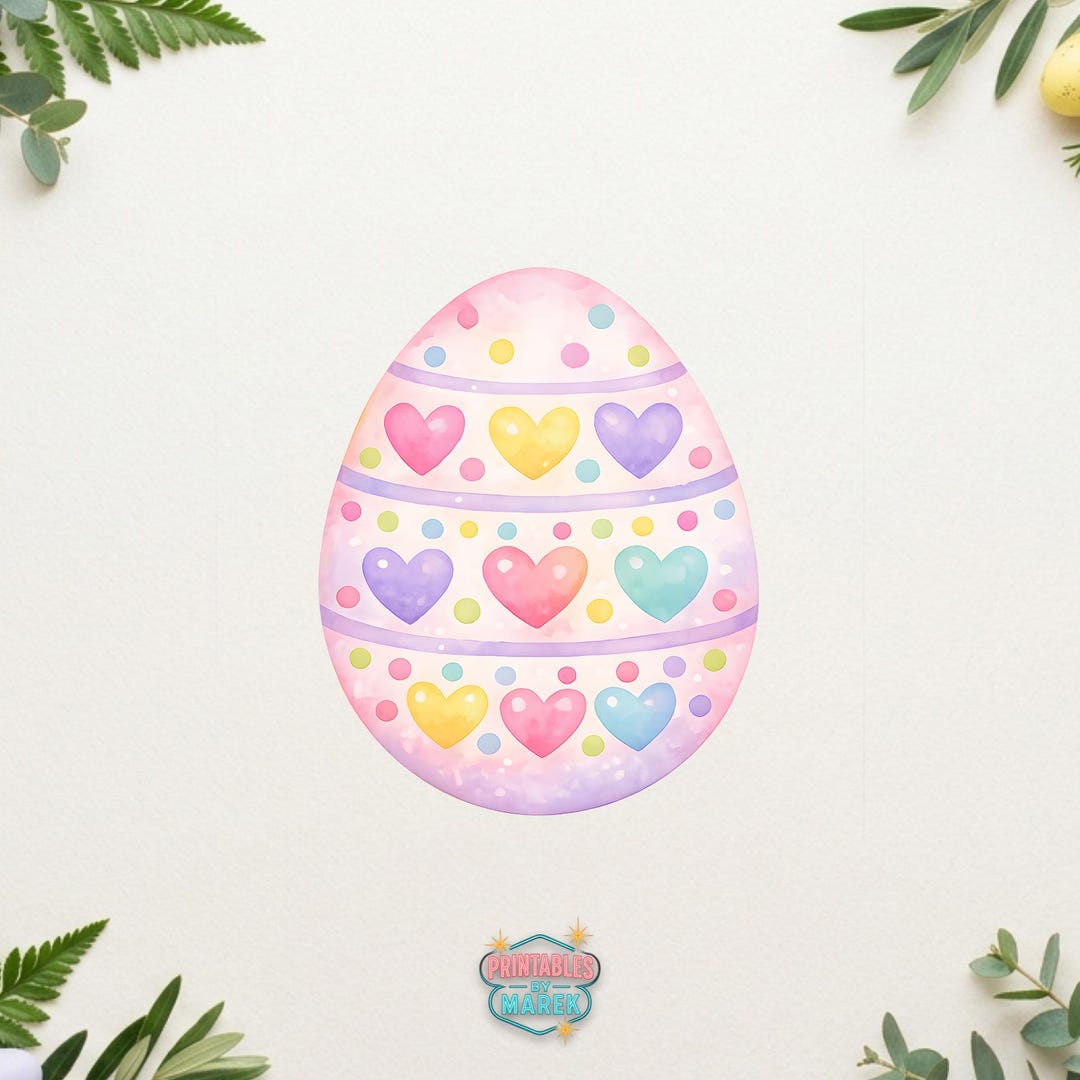 Easter Egg PNG, Watercolor Easter Egg With Hearts Pattern, Pastel ...