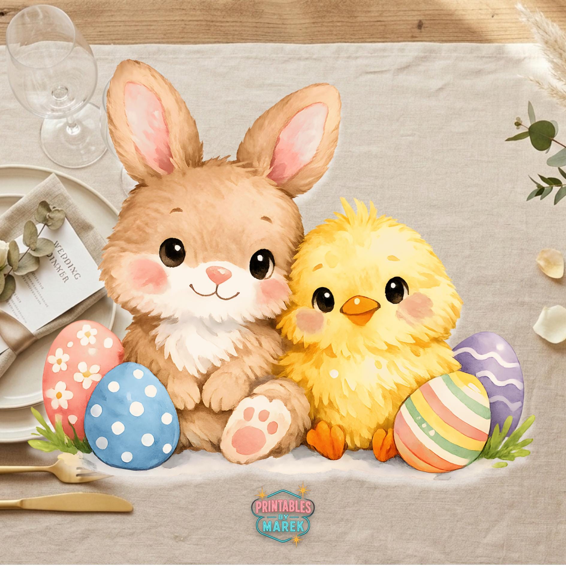 Cute Easter Bunny and Chick PNG Clipart, Bunny Chick Easter ...