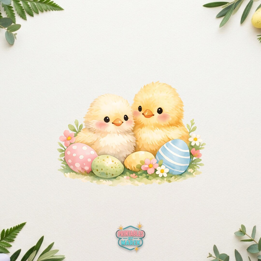 Cute Easter Chicks PNG, Baby Chicks With Easter Eggs Clipart ...