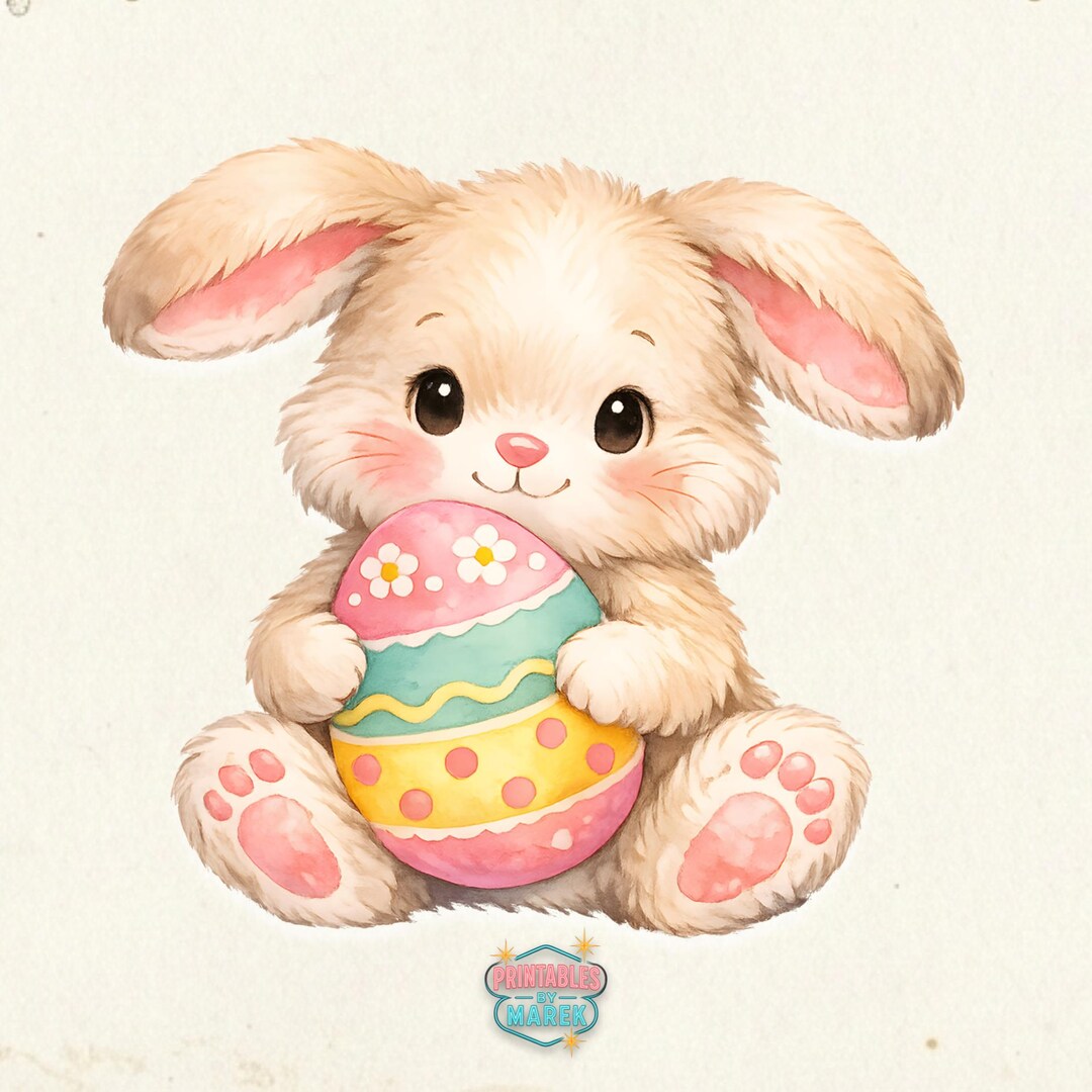 Cute Easter Bunny PNG Clipart, Bunny With Easter Egg Illustration ...