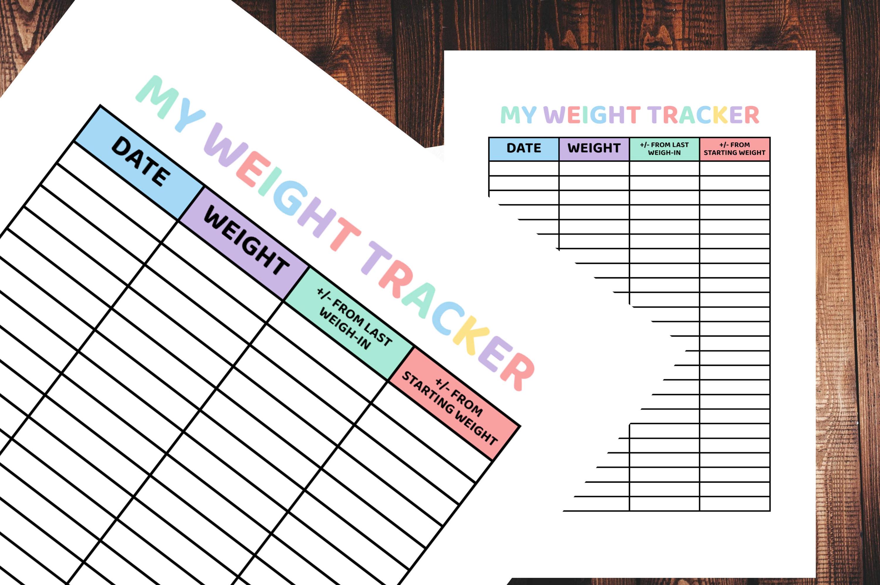 Weight Loss Tracker Printable: Rainbow Fitness Planner (A4, US Letter ...