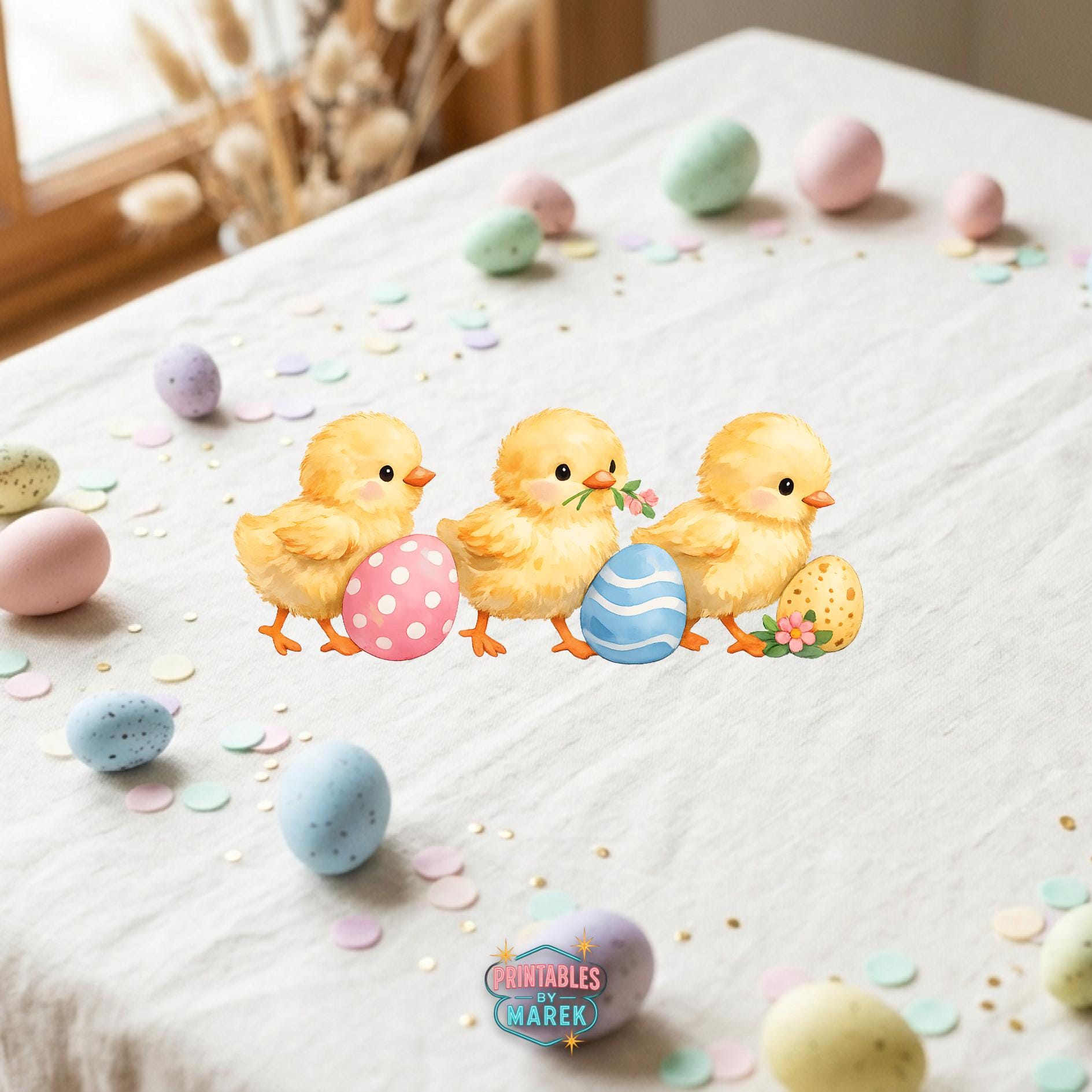 Easter Chick PNG Set, Watercolor Baby Chicks With Eggs Clipart, Cute ...