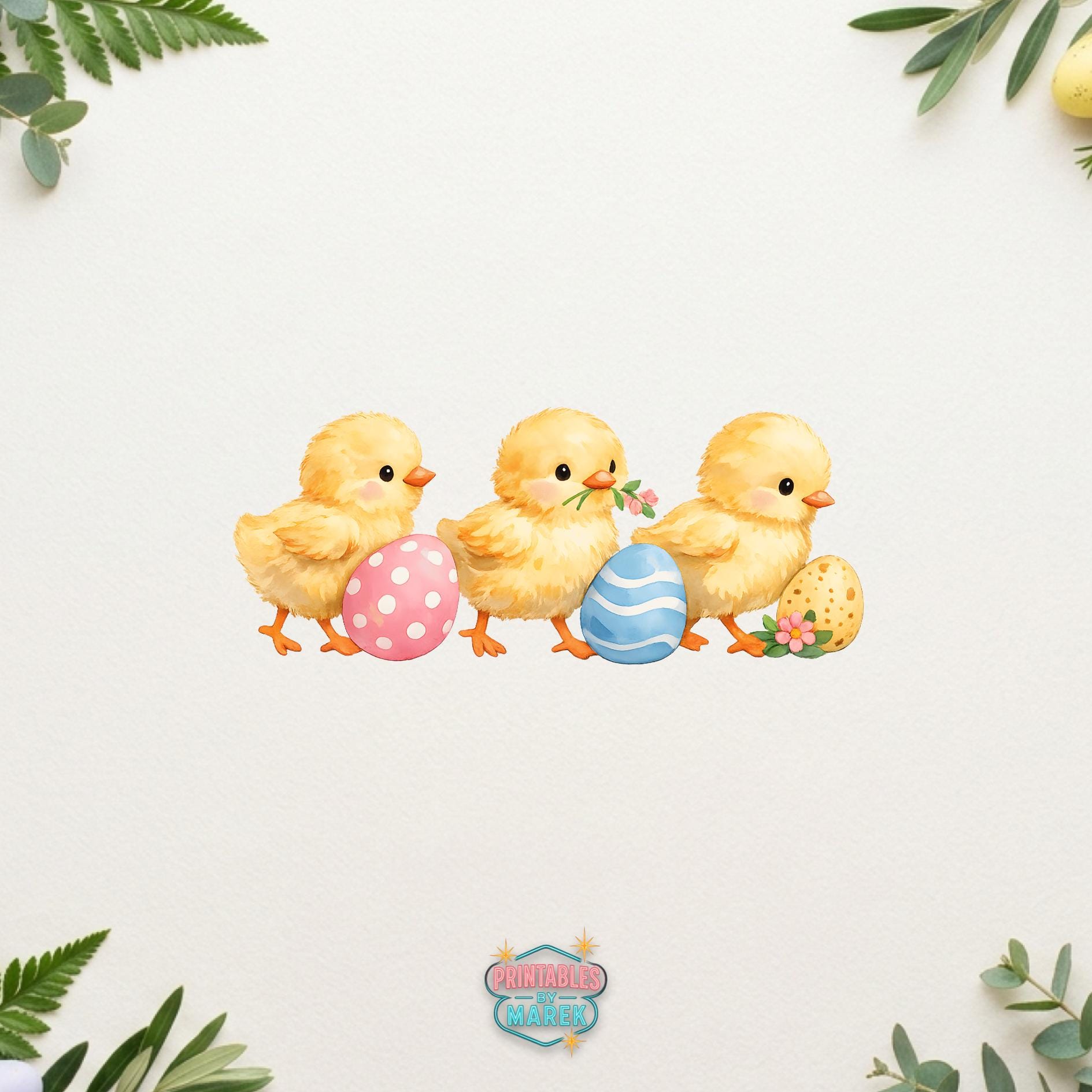 Easter Chick PNG Set, Watercolor Baby Chicks With Eggs Clipart, Cute ...