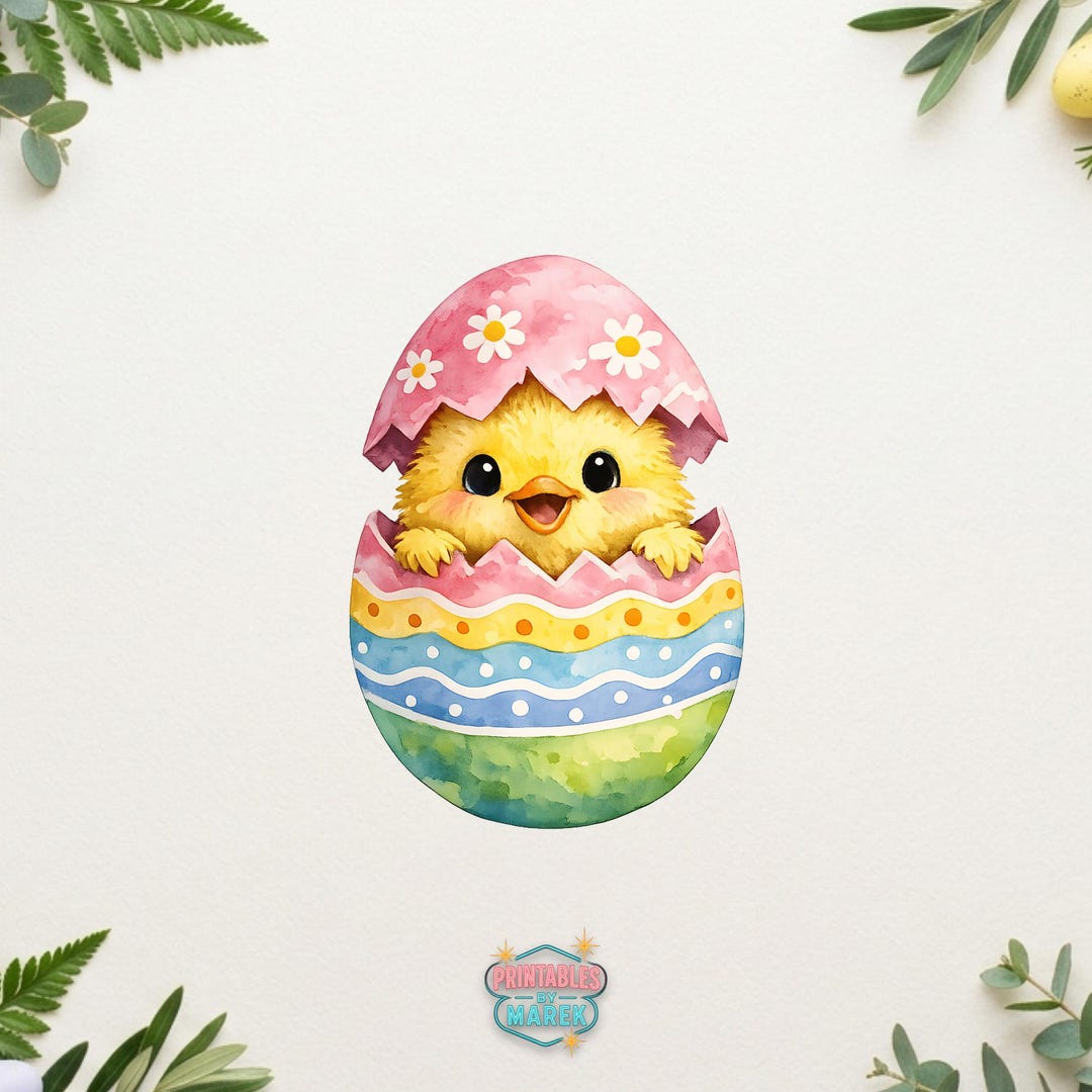Baby Chick in Easter Egg PNG, Watercolor Chick Hatching Clipart, Cute ...