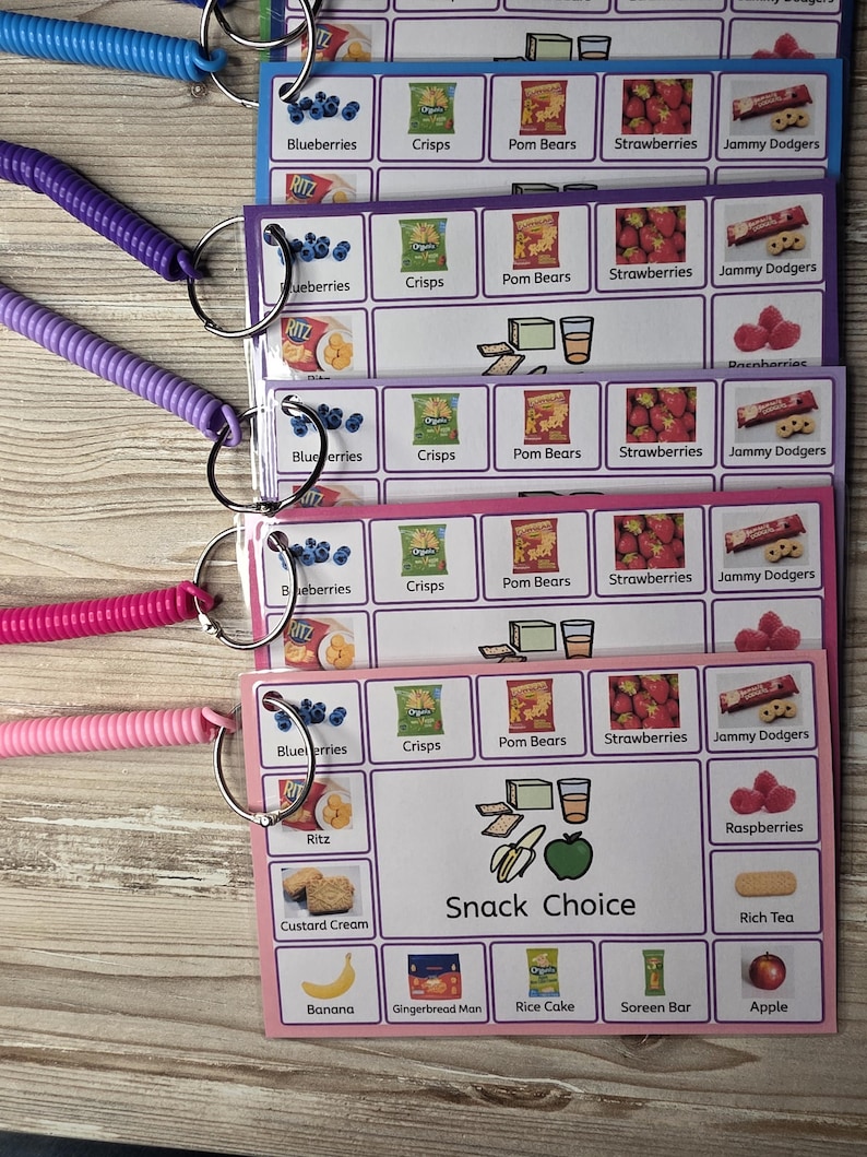 1 X Mini Snack Choice Board With Keyring - 14 Snack & Drink Images ...