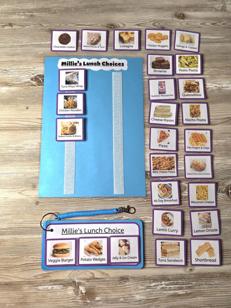 Personalised Lunch Choice Communication Board Set - A4 & Mini Board ...