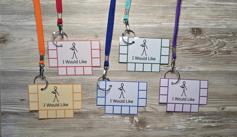 Customised Tabbed Picture Communication Lanyard - Choose Lanyard Colour ...