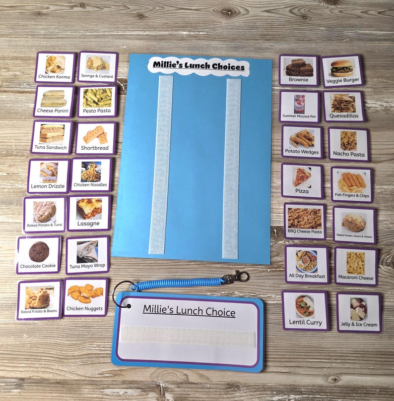 Personalised Lunch Choice Communication Board Set - A4 & Mini Board ...
