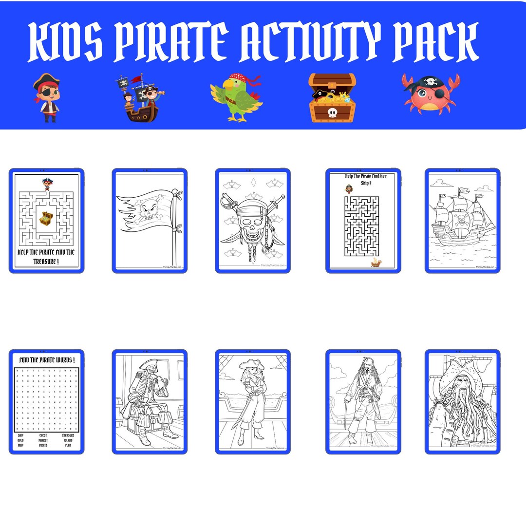 Kids Pirate Activity Pack: Printable Games, Mazes, Coloring Pages ...