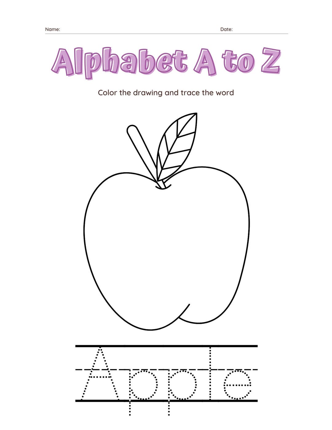 Alphabet Coloring Book for Kids: A-Z Learning Activity (printable Pages ...