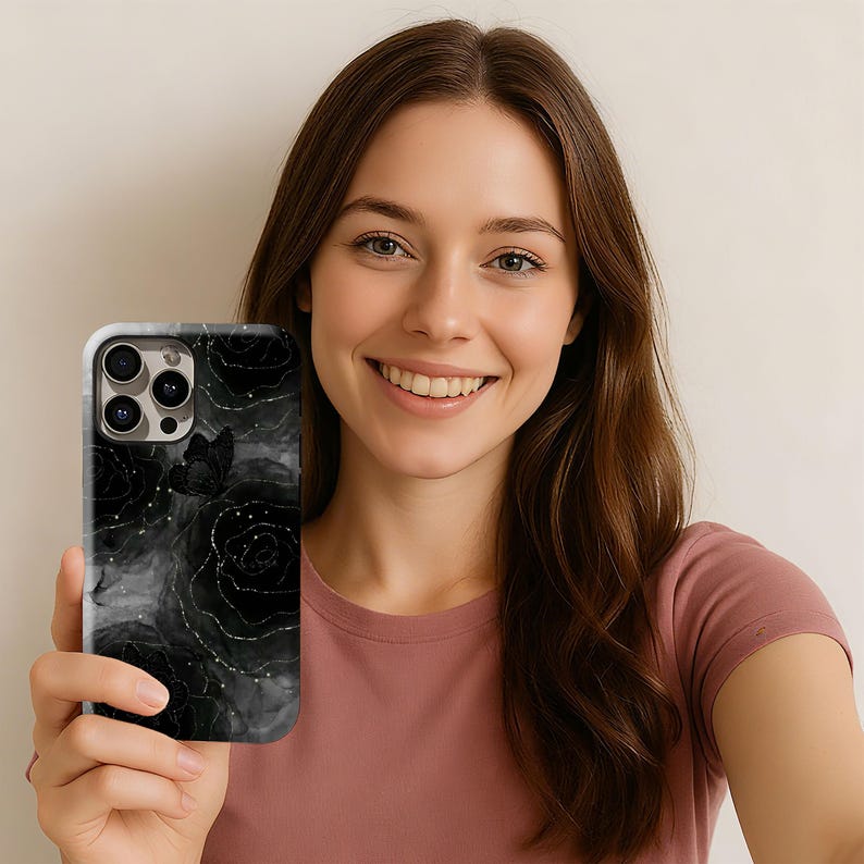Black Rose and Butterfly Phone Case,dark Romantic Ink Painting Lines ...