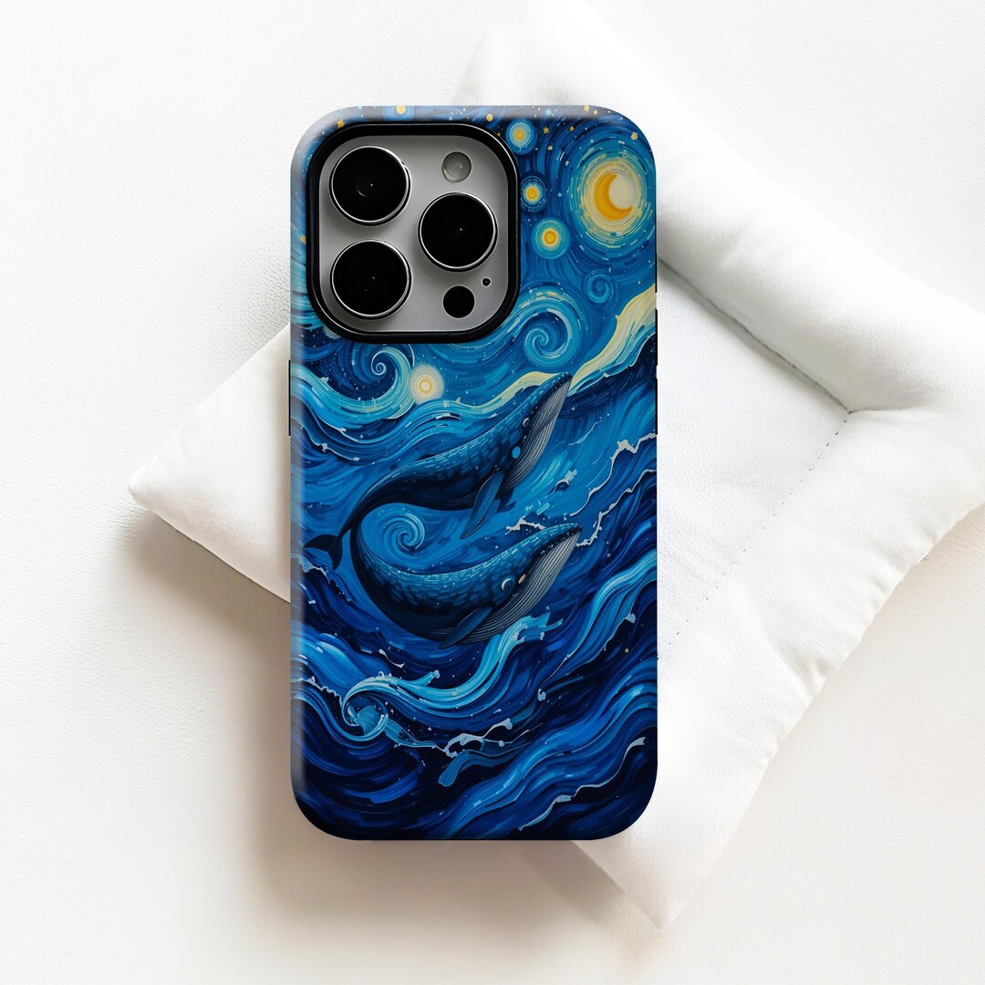 Blue Starry Night and Celestial Whales Phone Case,ocean Galaxy Design ...
