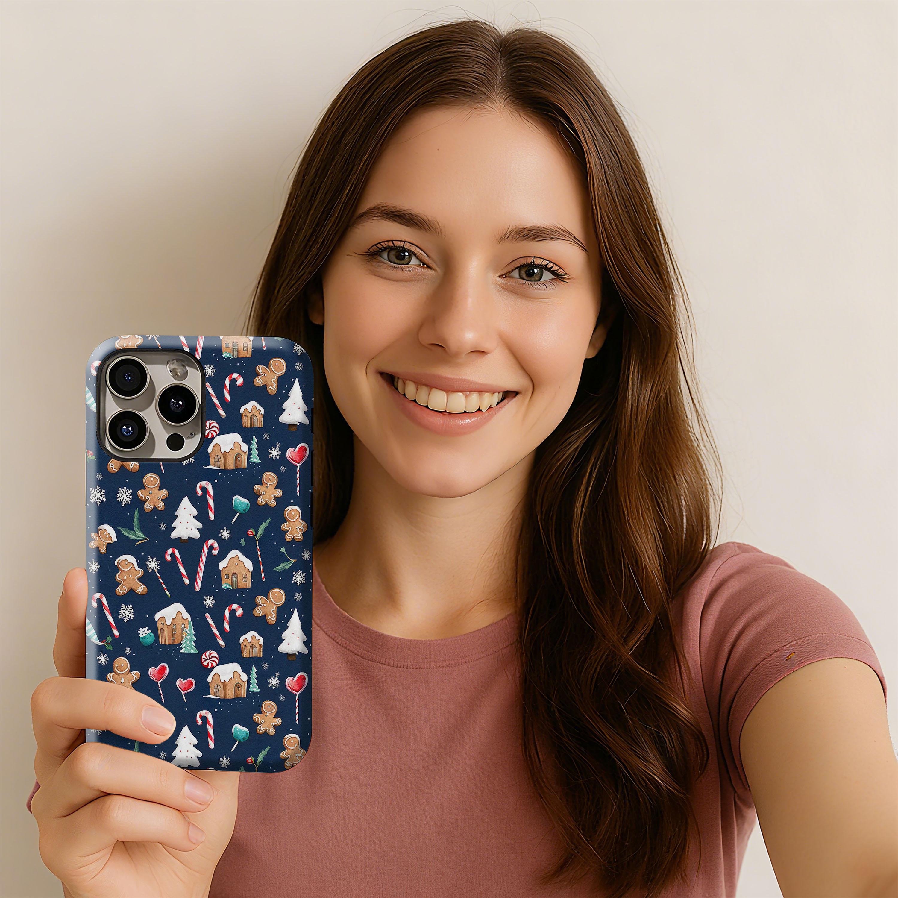 Dark Blue Christmas Gingerbread Man Phone Case,gingerbread House, Candy ...