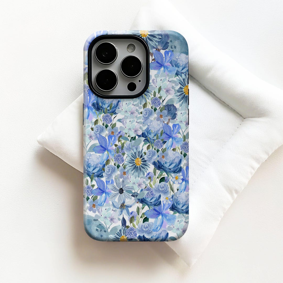 Watercolor Blue Flower Cluster Phone Case,aesthetic Pastel Garden ...